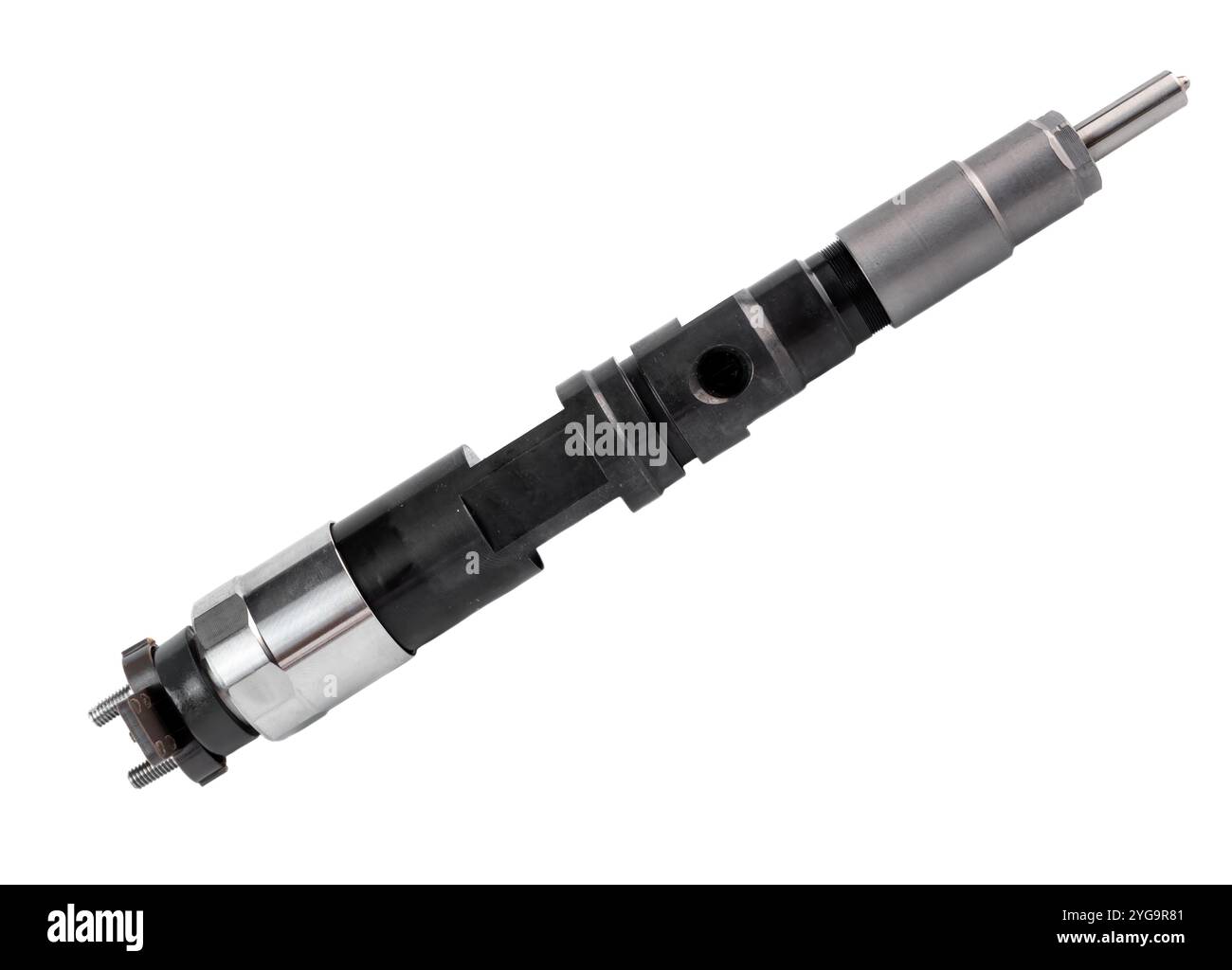 New fuel injector on white background close up Stock Photo - Alamy