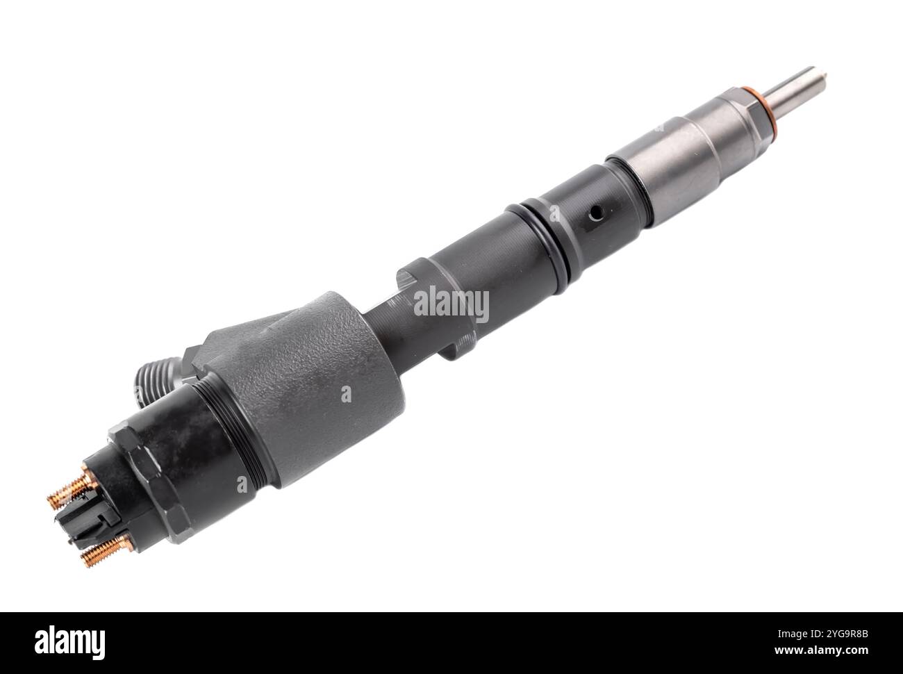New fuel injector on white background close up Stock Photo - Alamy
