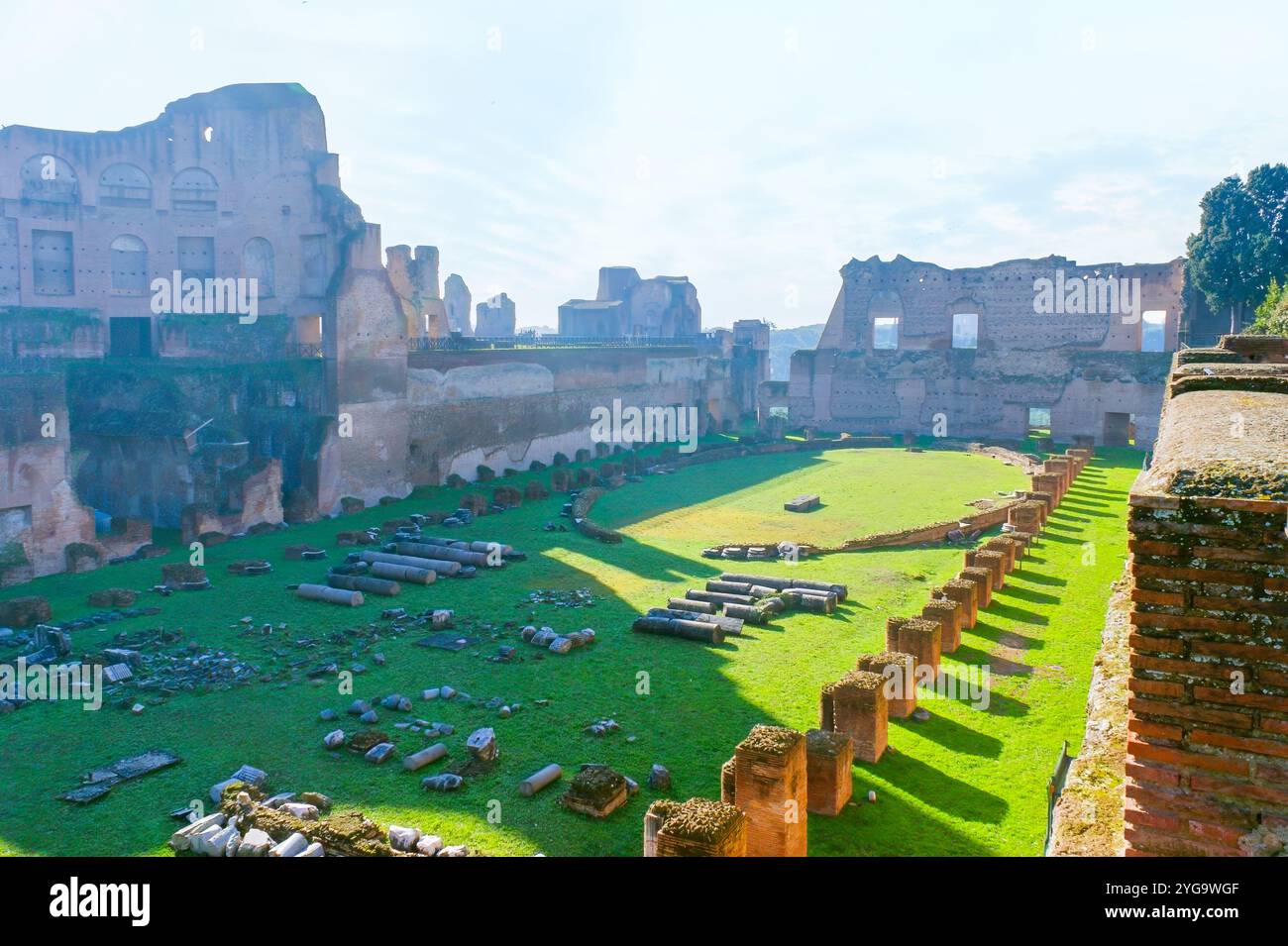 Palatine Stadium, the huge ancient complex on Palatine Hill in Rome ...