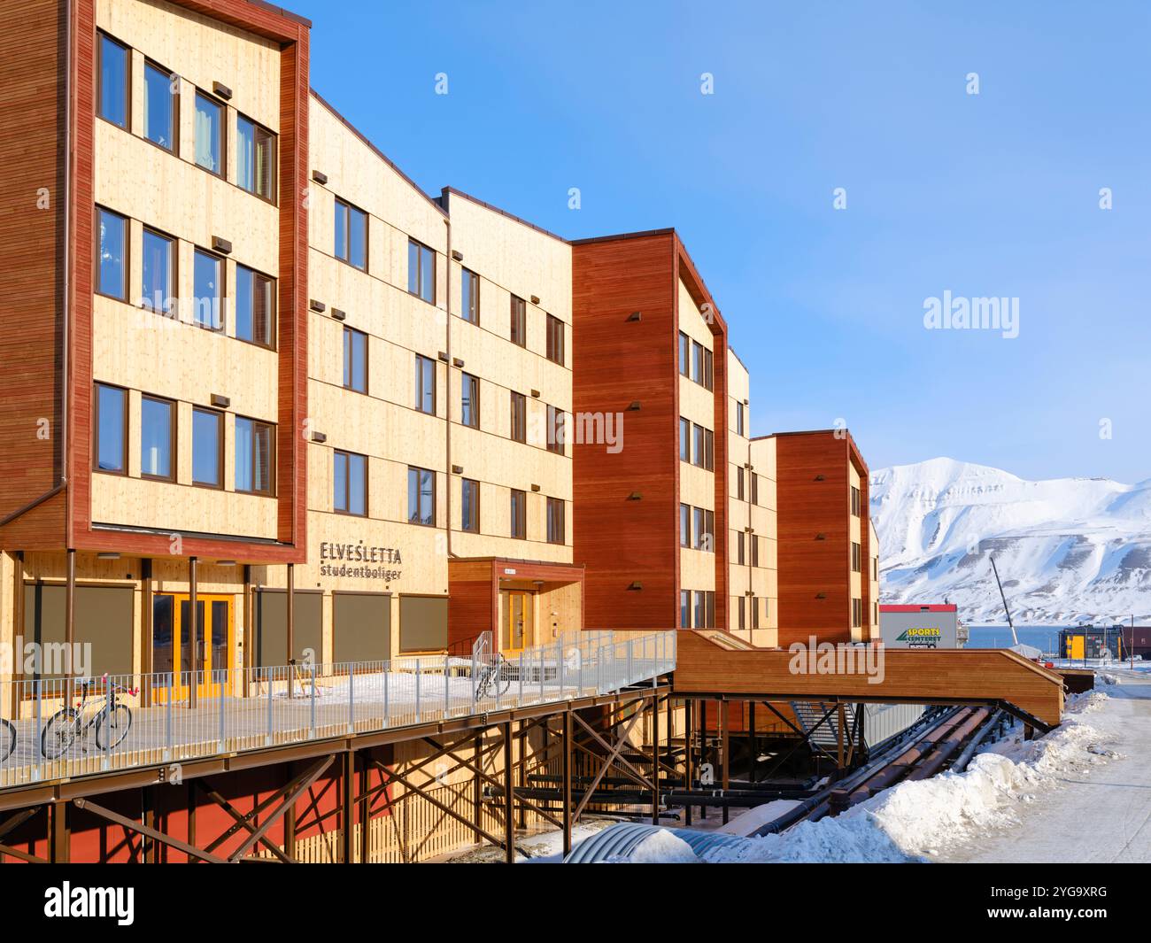 Dormitory. Longyearbyen, the capital of Svalbard on the island of ...