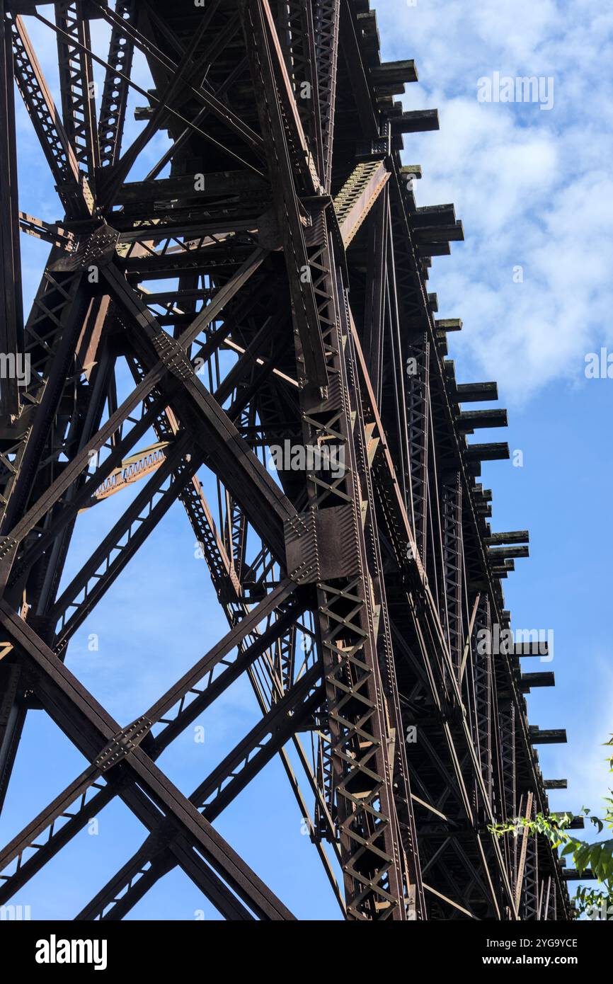 view of rosendale trestle steel railway bridge from below (detail of ...