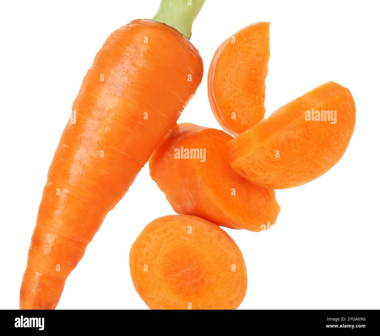 Whole and cut fresh carrots isolated on white Stock Photo - Alamy