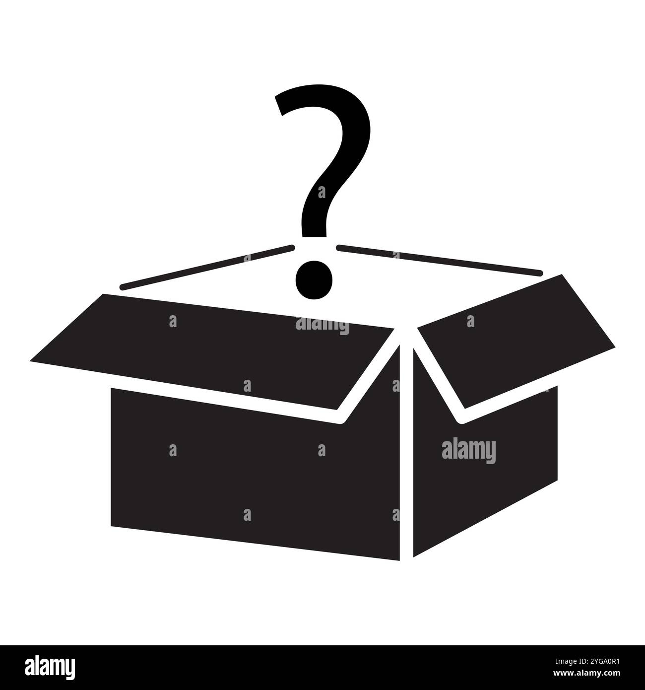 Mystery box icon. Question mark vector. Unopened package shape. Black ...
