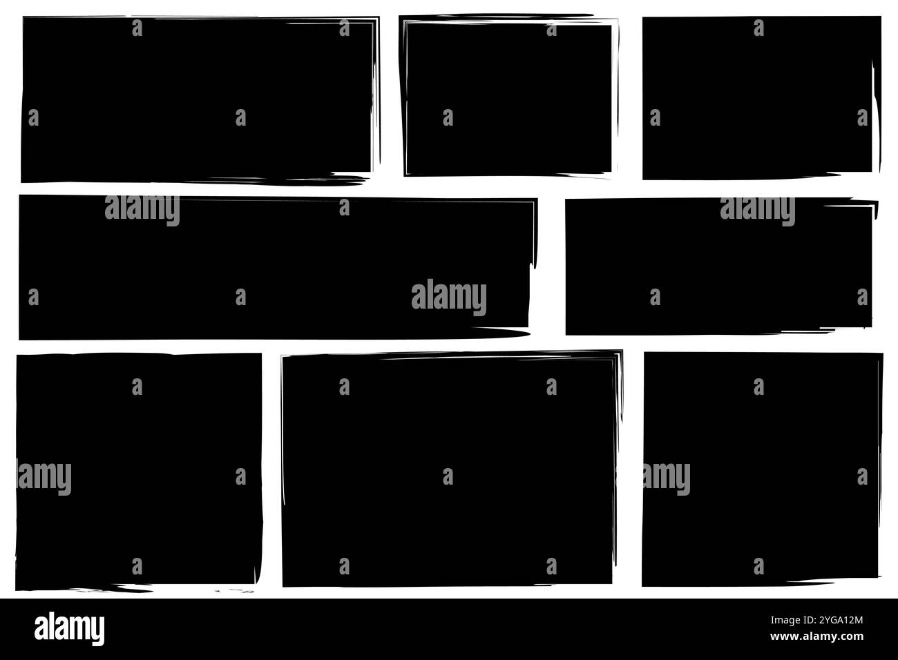 Comic panel icons. Black rectangular shapes. Empty frames set. Vector ...