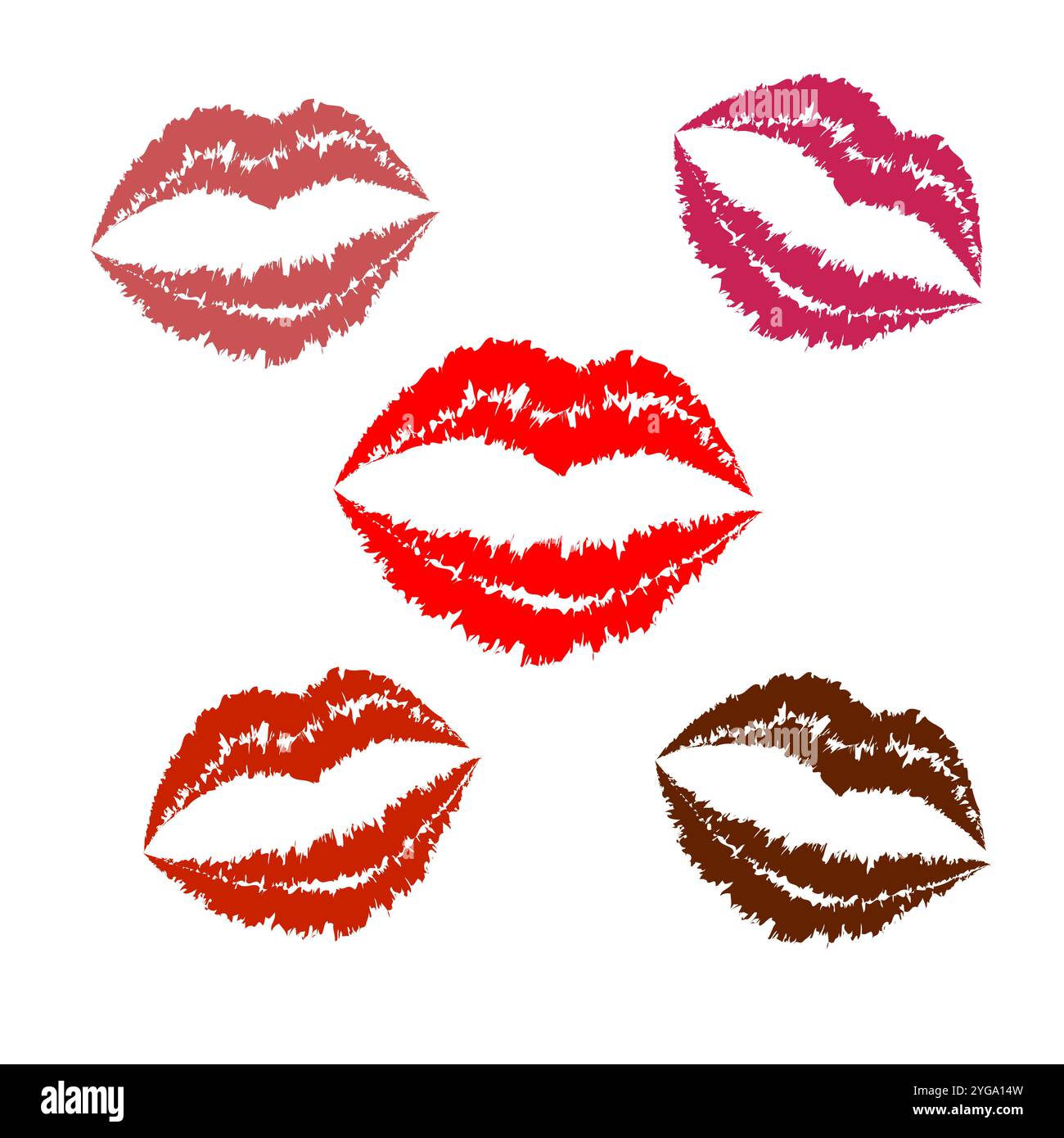 Colored lips icon. Grunge kiss symbols. Lipstick marks. Vector ...
