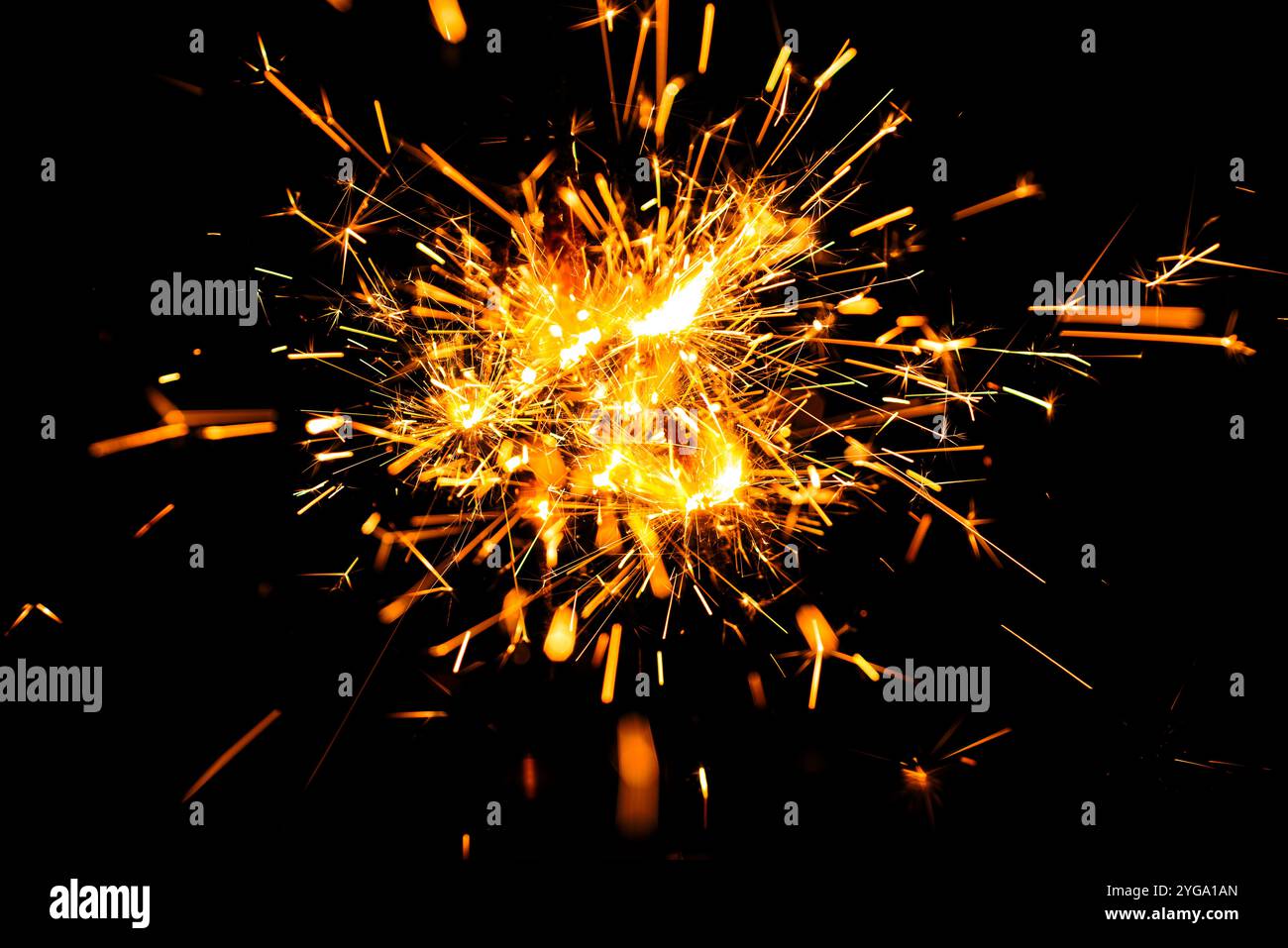 Bengal fire spark. New year spark isolated on black background. Light ...