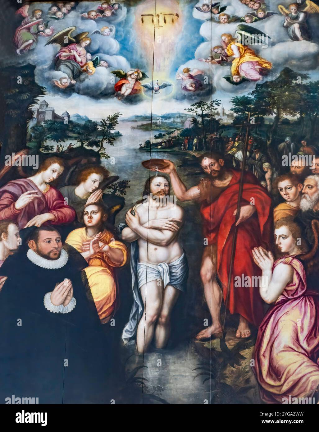 Jesus baptism painting, St. Mary's Church, Gdansk, Poland. Baptism ...