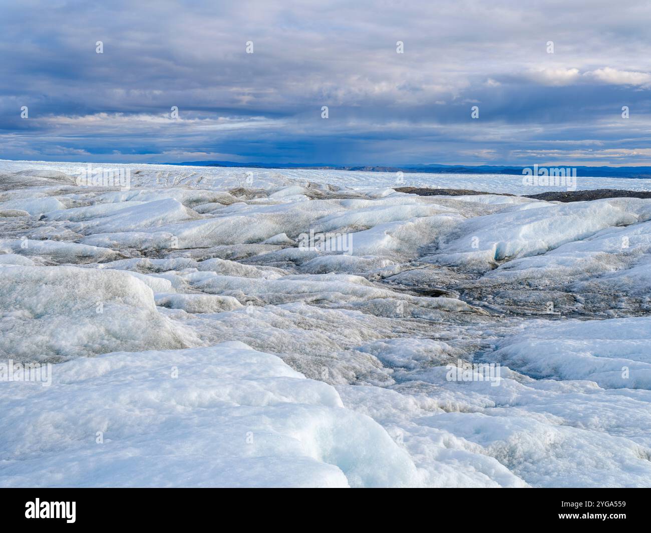 Terminal moraine and foreland of the ice sheet. Brown sediment on the ...