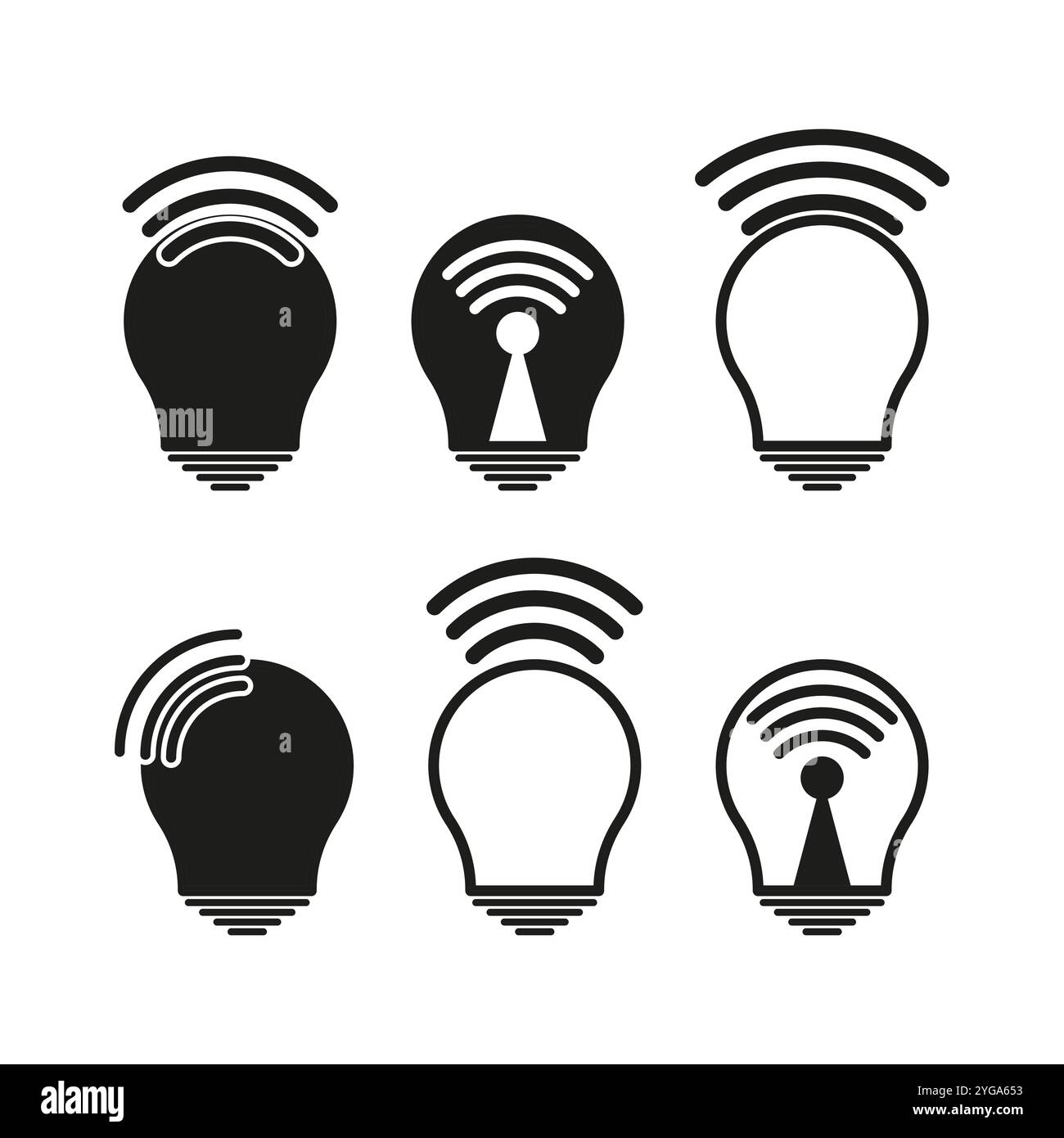 Smart bulb icons. Wireless light symbols. Wi Fi connection vector ...