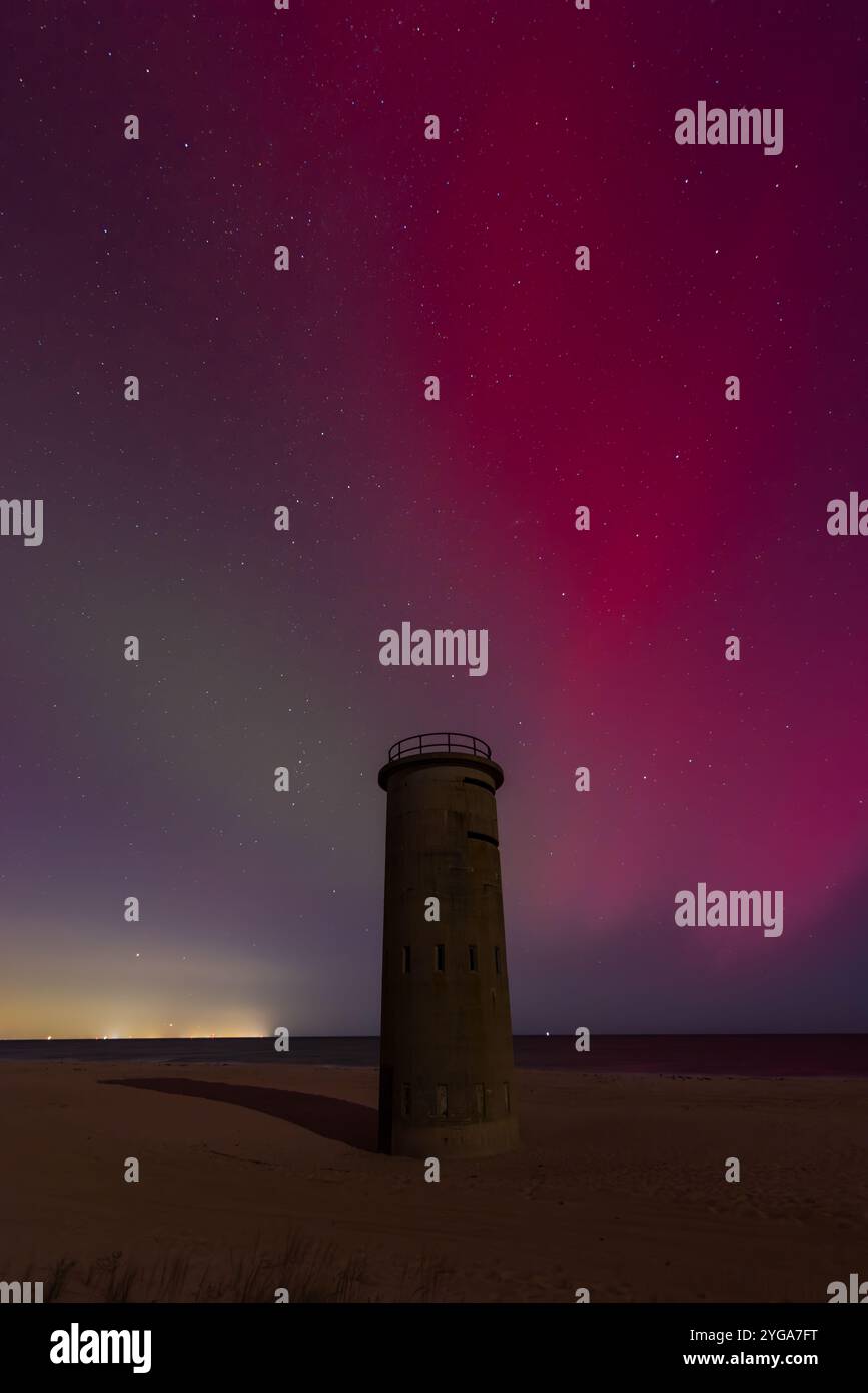 Northern lights (aurora borealis) and World War II Tower, Cape Henlopen ...