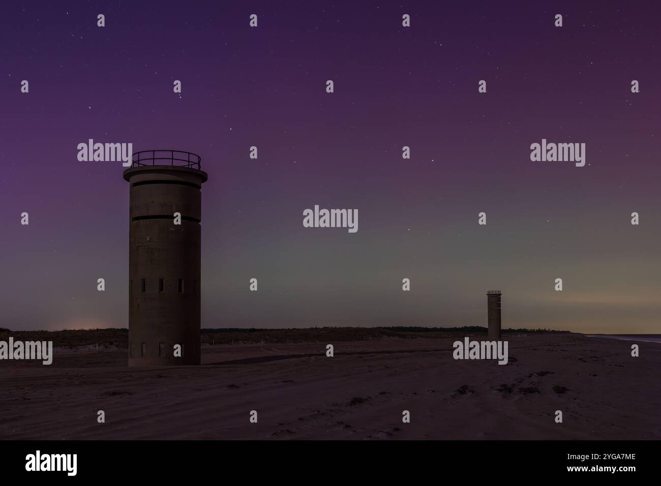 Northern lights (aurora borealis) and World War II Towers, Cape ...