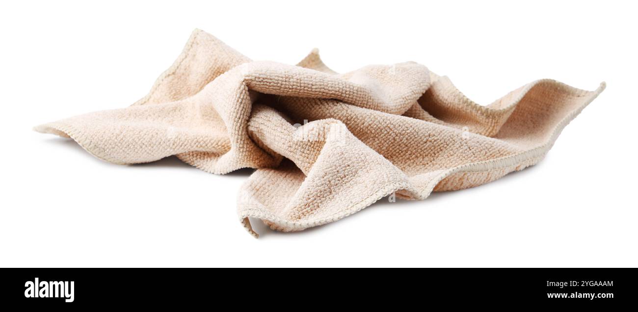 Clean beige microfiber cloth isolated on white Stock Photo - Alamy