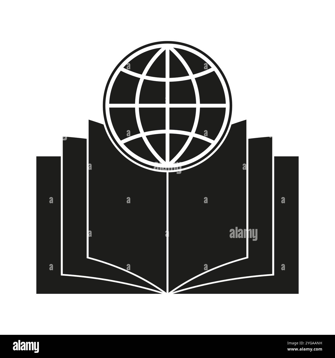 Global book icon. Education world symbol. Opened book vector. Knowledge ...