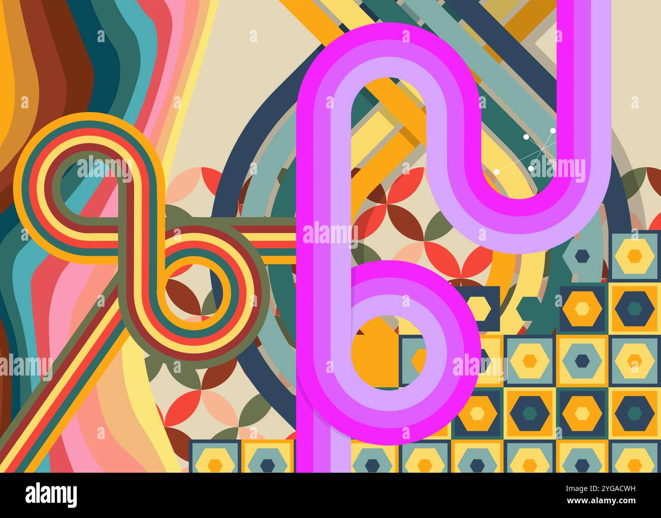 Retro 70s Background. Groovy abstract 1970s art template. Minimalistic ...
