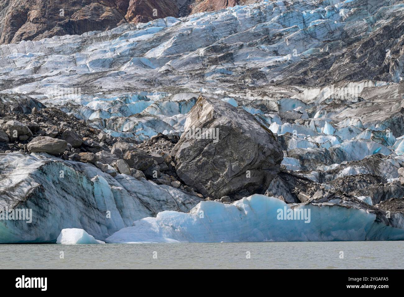 Gigantic rock was transported downslope on Shakes Glacier Stock Photo ...