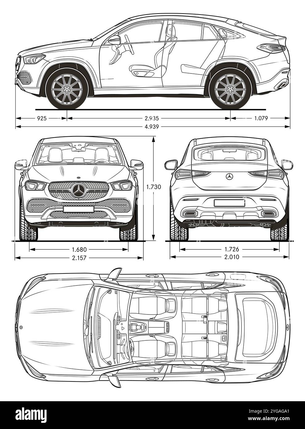 Mercedes GLE Coupe 2020 Car Blueprint Stock Vector Image & Art - Alamy