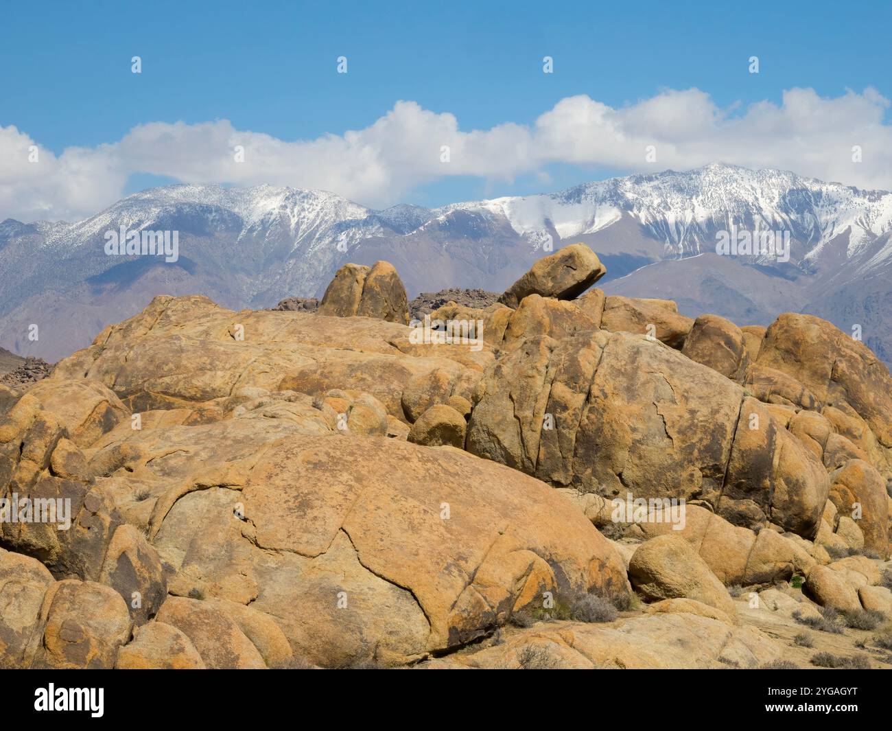 California, Alabama Hills. Weathered granite rock formations with the ...