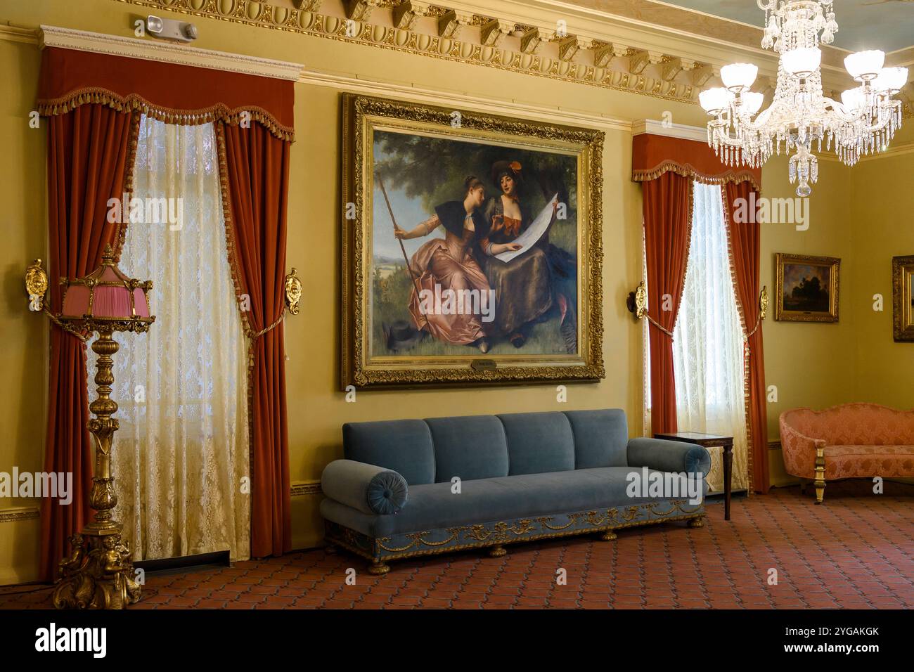 Sofa, painting part of the former Grand Parlor of Hotel Ponce de Leon ...