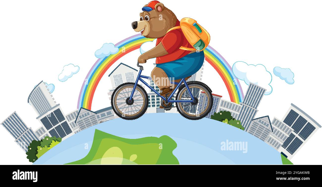 A bear rides a bike over a rainbow Stock Vector Image & Art - Alamy