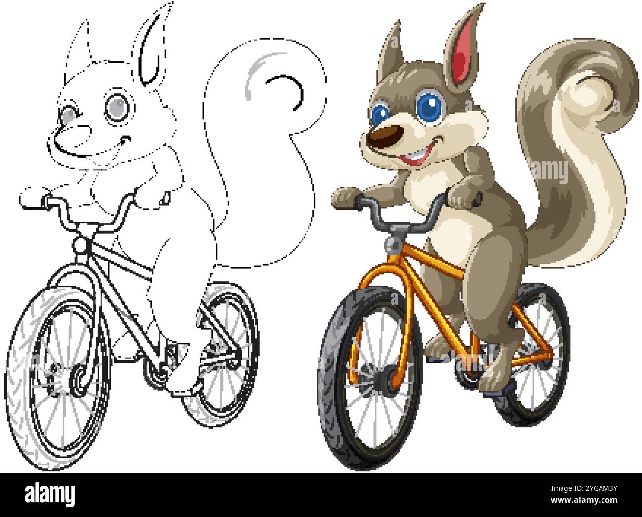 Cute squirrel happily cycling on a bright bike Stock Vector Image & Art ...