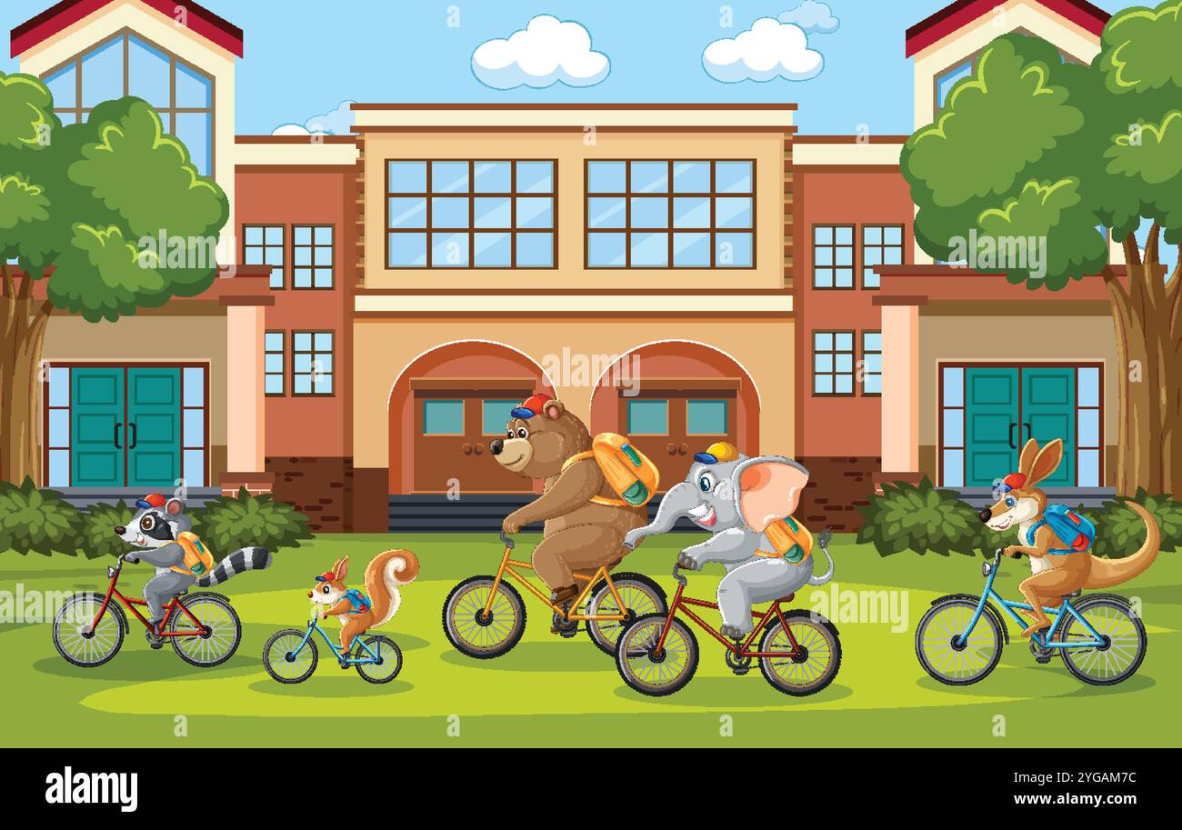 Animals on bikes vector vectors hi-res stock photography and images - Alamy