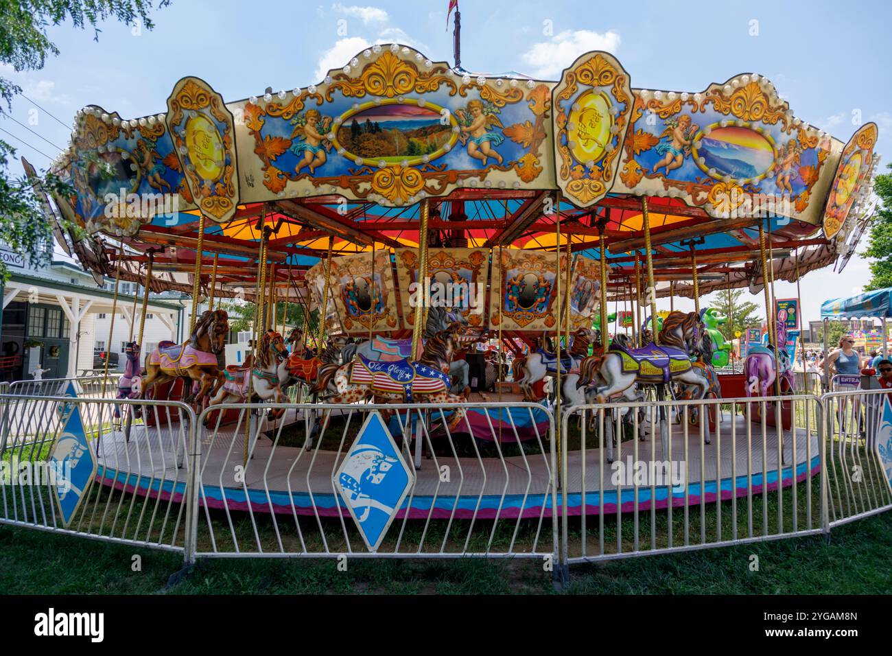 USA, Indiana, Indianapolis. Traditional merry-go-round at Indiana State ...