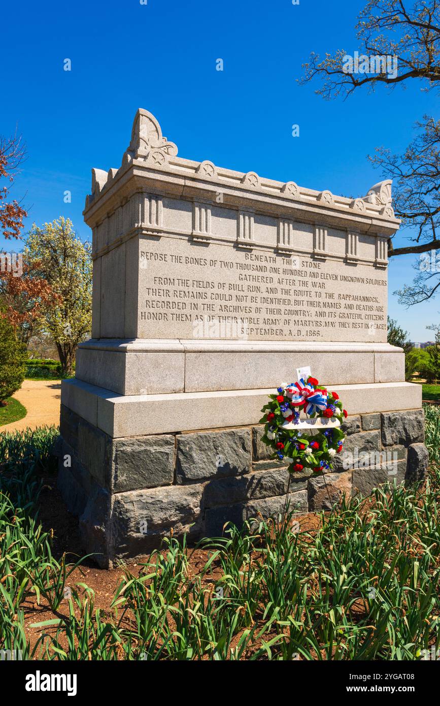 Tomb of the unknown soldier from the battle of Bull Run, Arlington ...