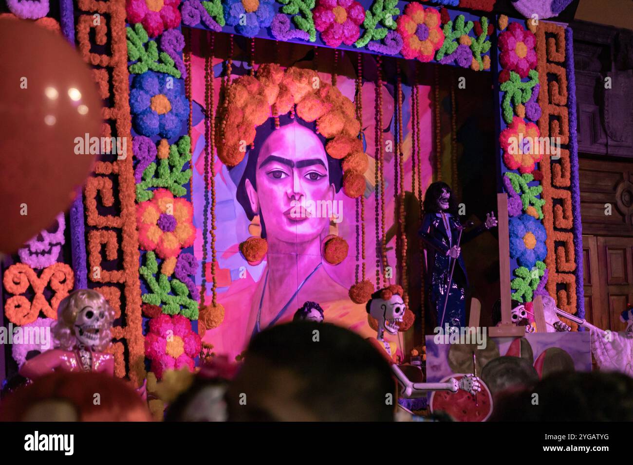 Colorful Day of the Dead altar at Frida Kahlo's vibrant Ofrenda in ...
