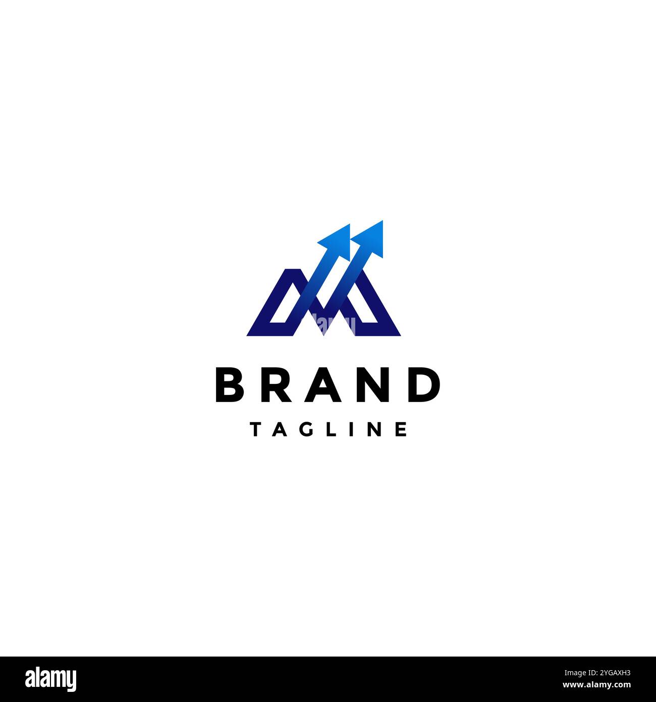 Letter M with Two Arrows Logo Design. Two Arrows Point Up From the Line ...