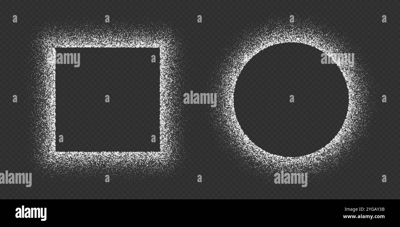 Salt frame, sugar powder border, flour powder in circle and square ...