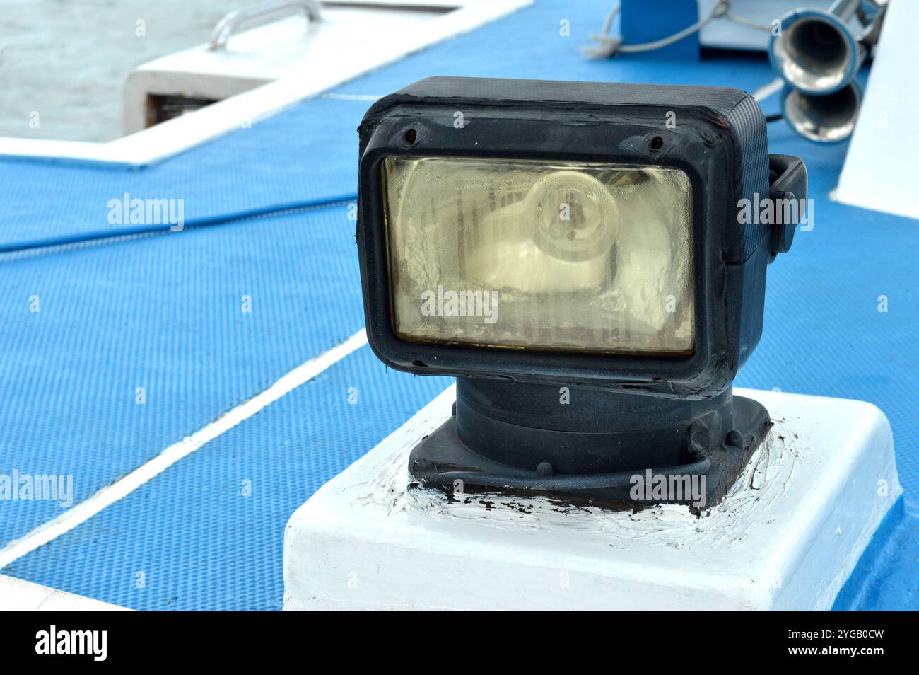 rectangular ship lights above the speedboat deck Stock Photo - Alamy