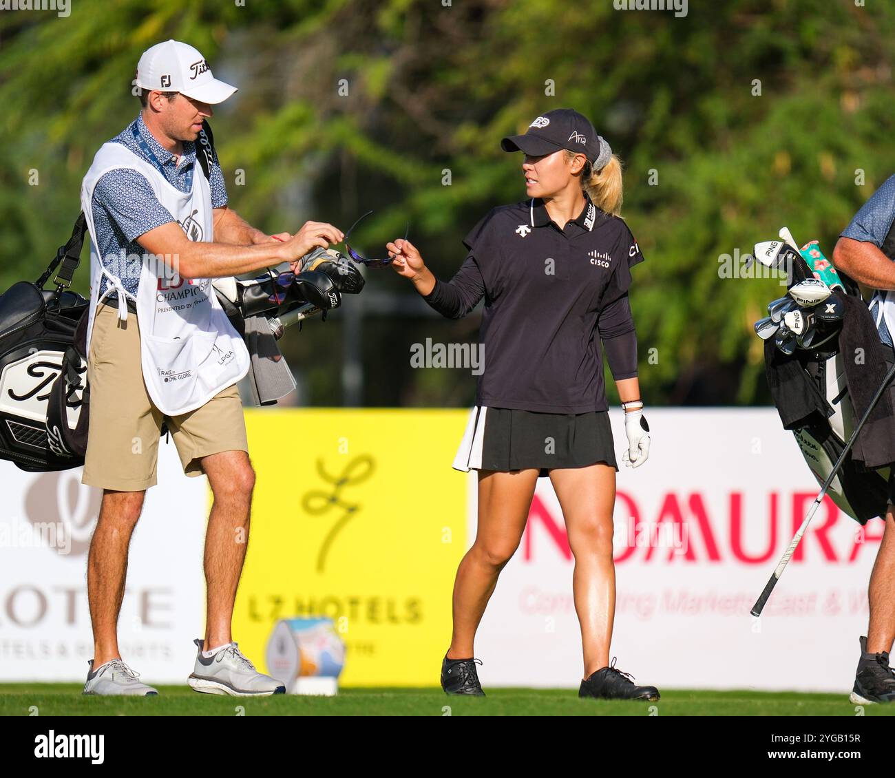Ewa Beach, Hawaii, USA. 6th Nov, 2024. Danielle Kang grabs her dark ...
