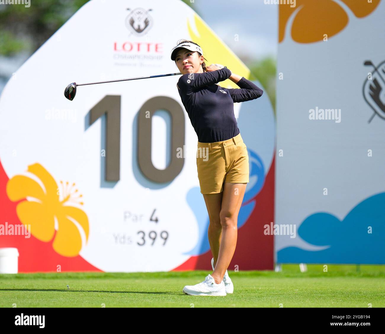November 6, 2024: Muni He hits her tee shot from the 10th hole tee box ...