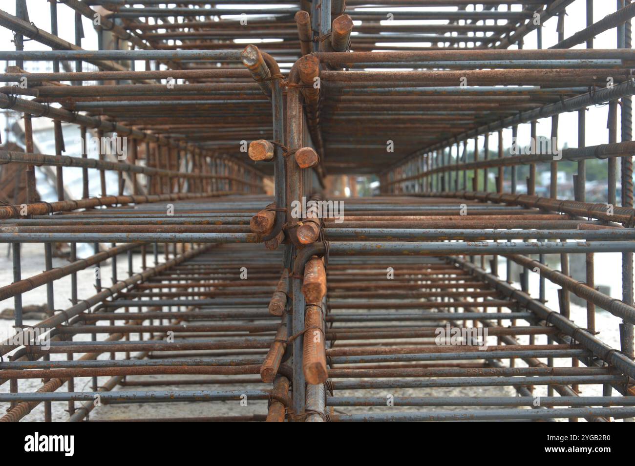 Construction rebar steel work reinforcement in concrete structure of ...