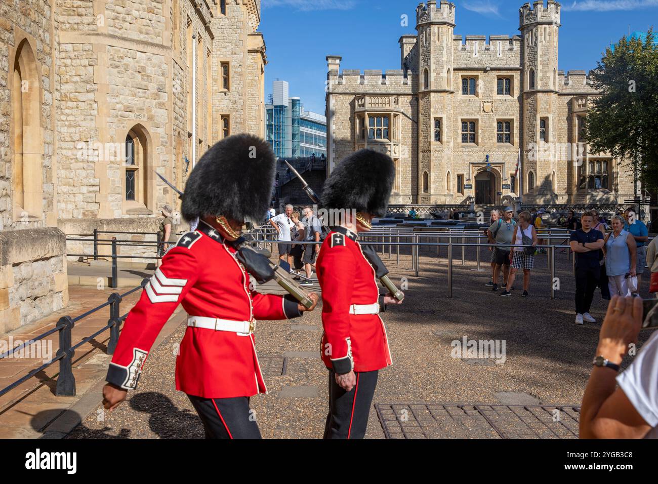 Tower of London Welsh guards on duty and protecting the Waterloo ...