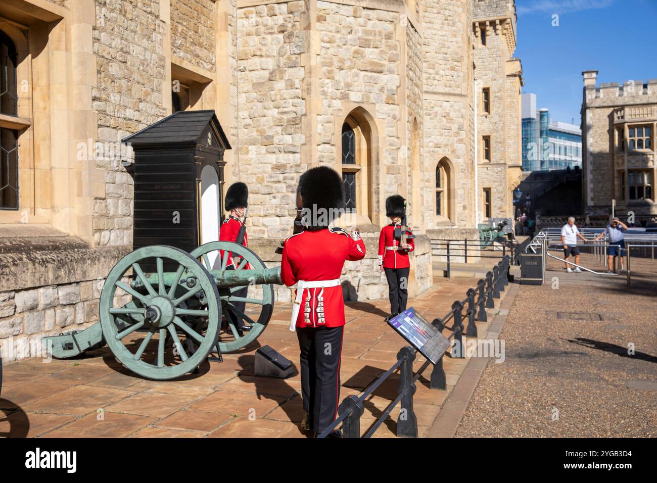 Tower of London Welsh guards on duty and protecting the Waterloo ...