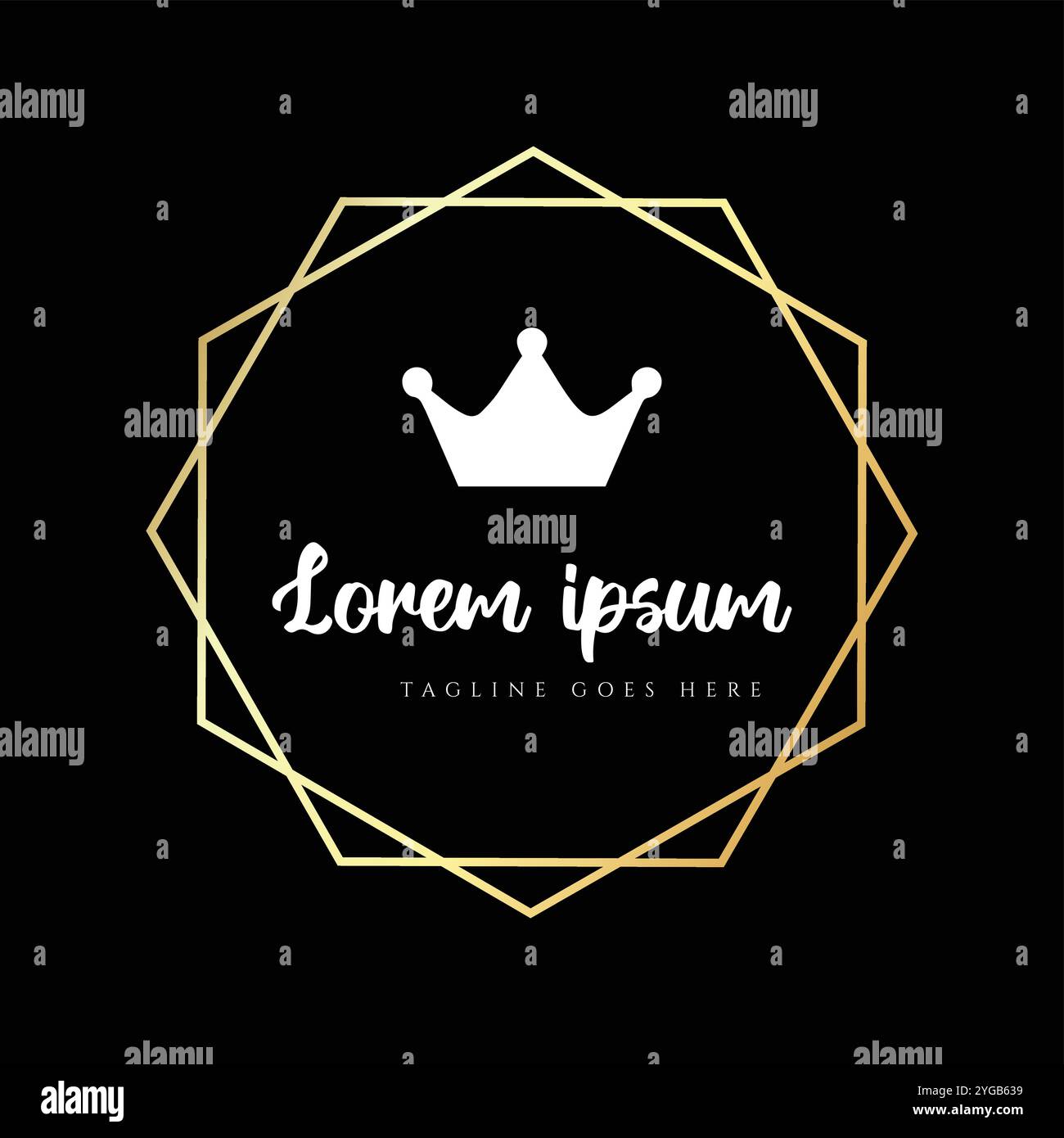 Luxury King Crown with Golden Geometric Hexagonal Line Frame for ...