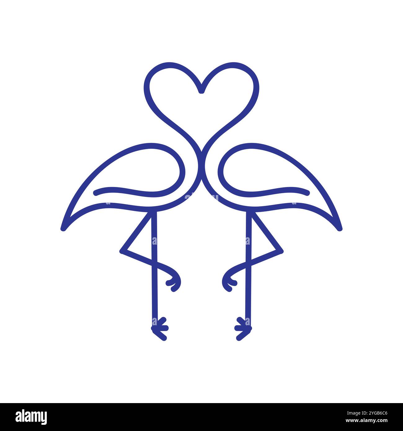 Simple Minimalist Heart Love Stork Heron Flamingo Ibis Bird Line ...