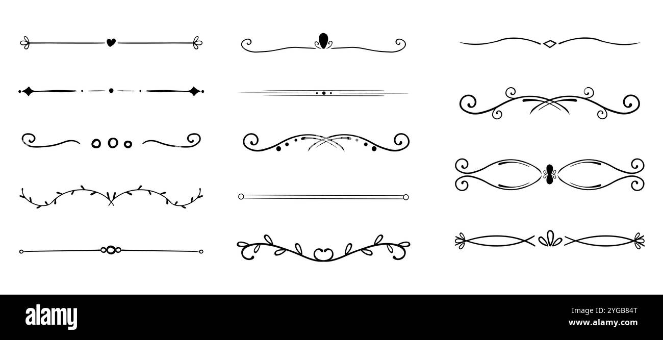 Swirl line divider, doodle decorative fancy ornament border, simple ...