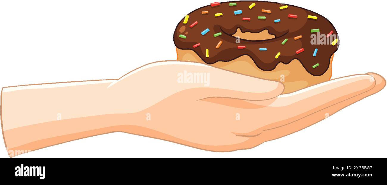 Illustration of a hand offering a donut Stock Vector Image & Art - Alamy
