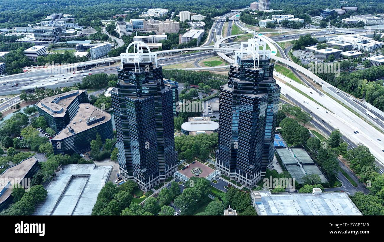 High-rise King and Queen towers in Atlanta towering over the city scape ...