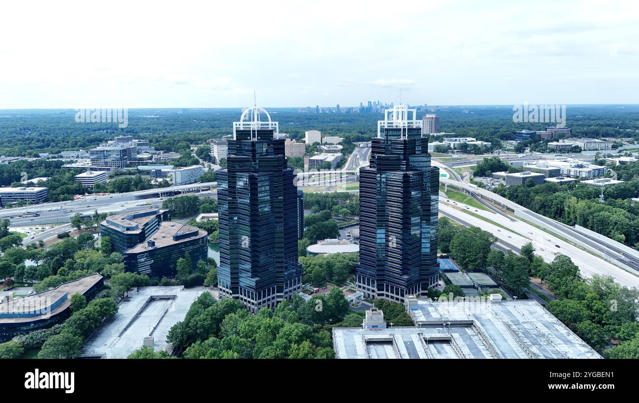 High-rise King and Queen towers in Atlanta towering over the city scape ...
