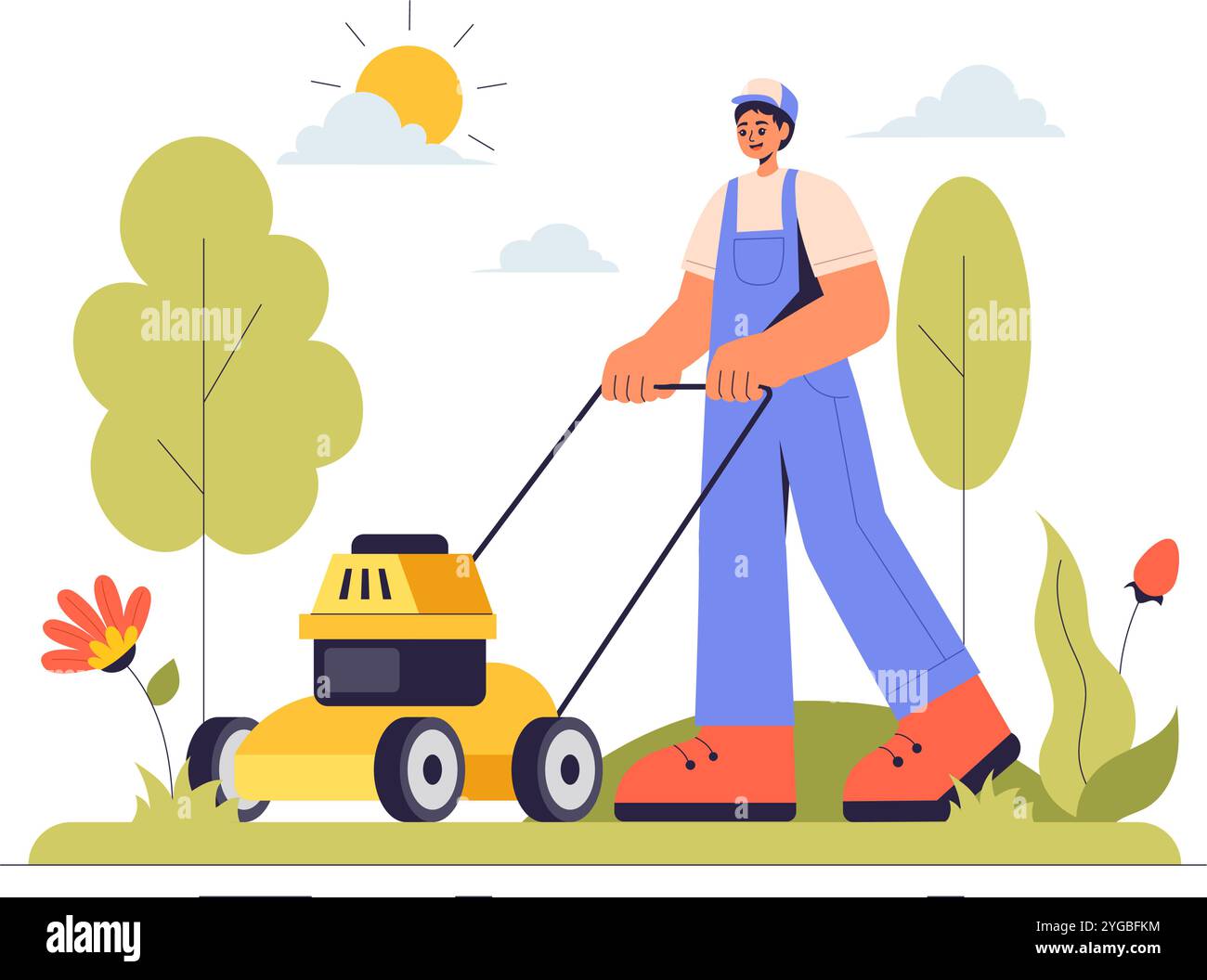Cartoon lawn tractor Stock Vector Images - Alamy