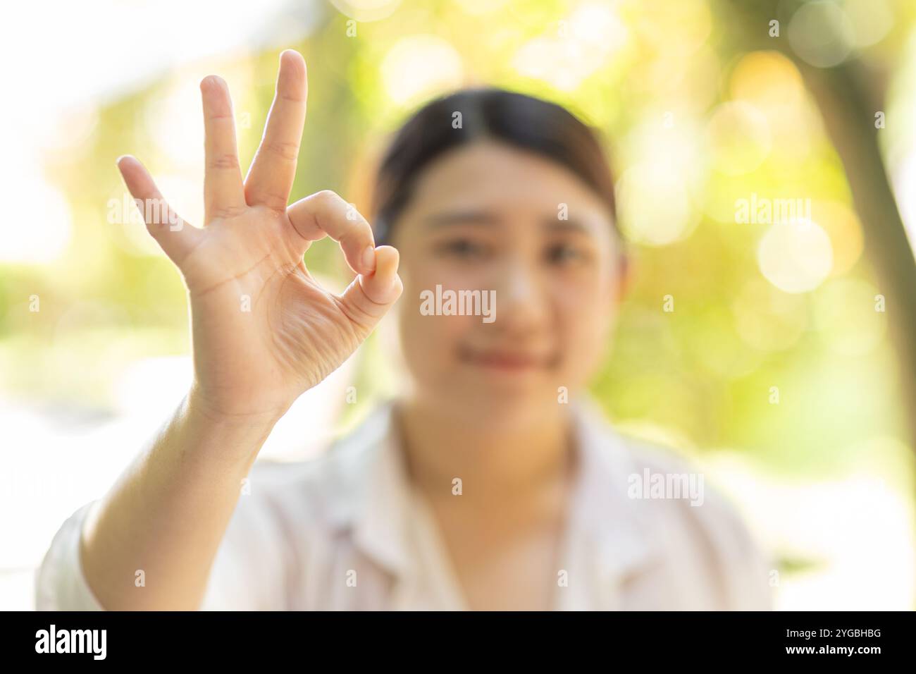 Women hand showing OK sign, Okay expression for pass approved confirm ...