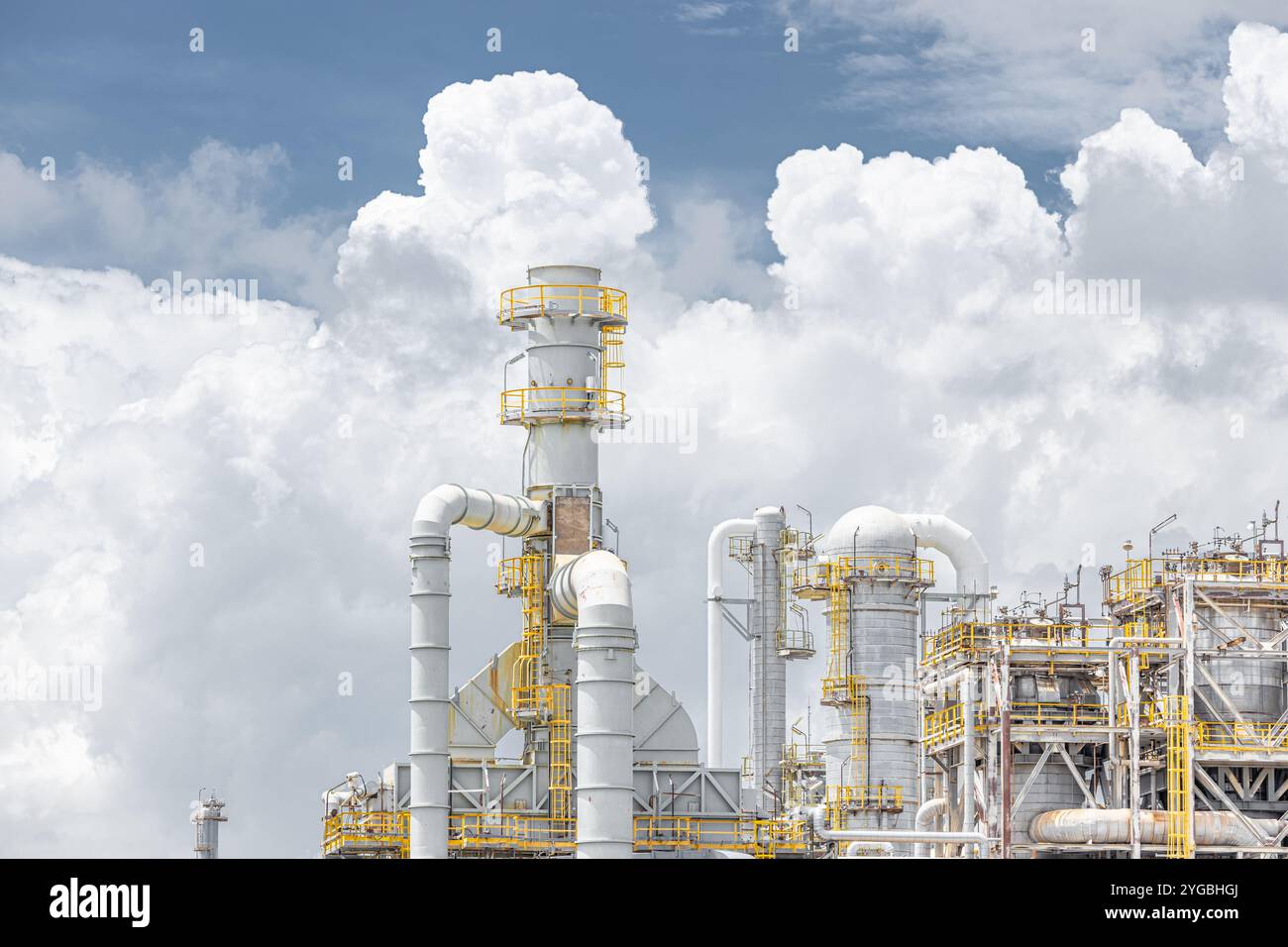 Oil petroleum refinery plant building distillation columns tower ...