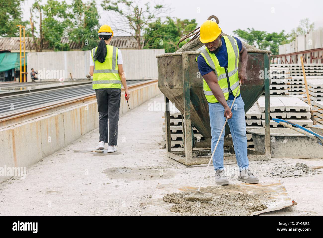 African black people labor worker in construction industry working in ...