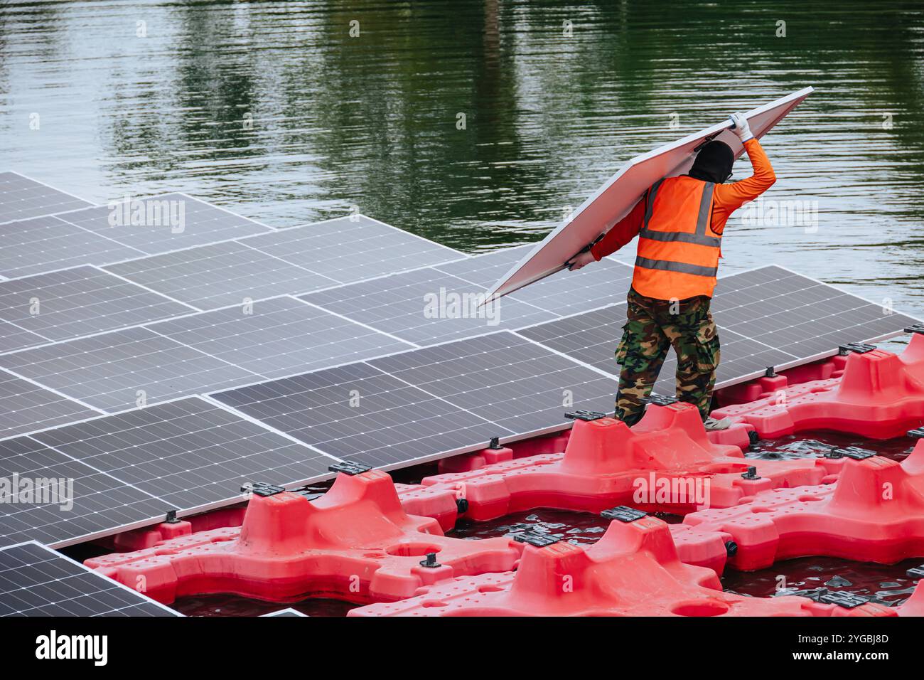 Worker Installation Floating Solar Panels. Worker Maintenance Replace ... Worker Installation Floating Solar Panels. Worker Maintenance Replace ...