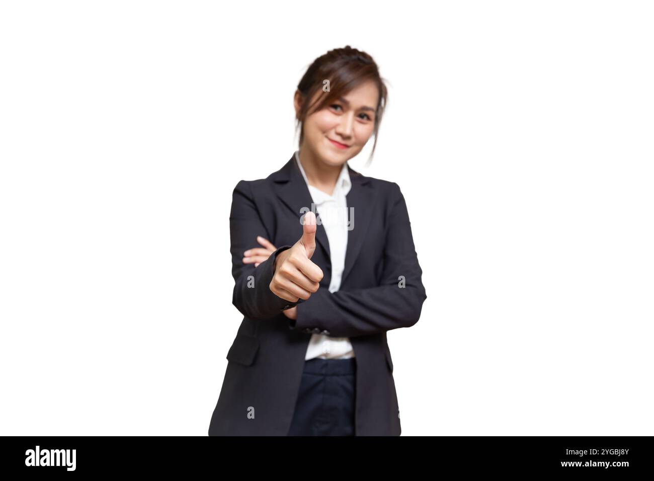 Business women thumbs up, Asian office people hand okay sign isolated ...