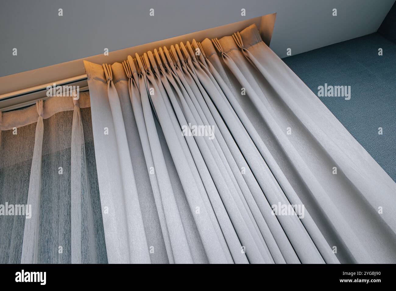 Curtain with Transparent Gauze Curtain and Curtain rail track interior ...