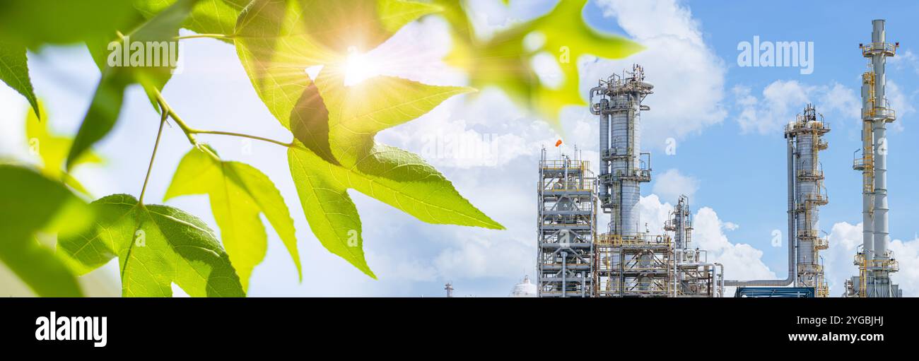 Green refinery oil and gas Petrochemical Industry. Eco Power plant Factory saving environment ...